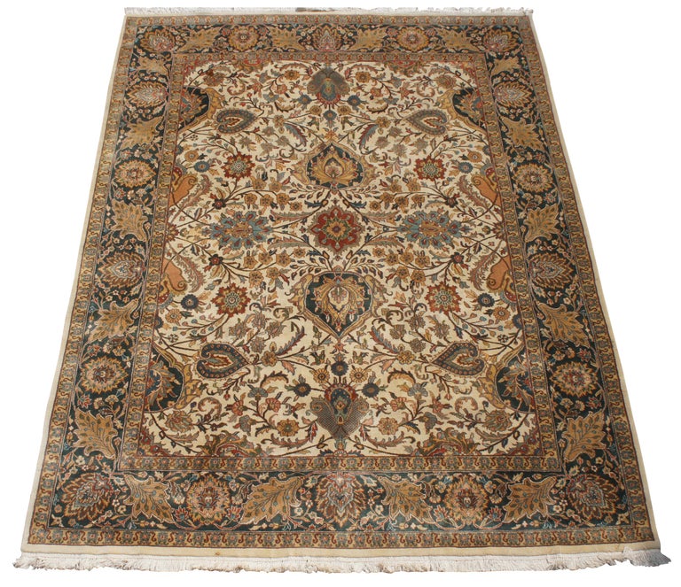 Vintage Floral All-Over Traditional Oriental Indo Agra Area Rug Carpet ...