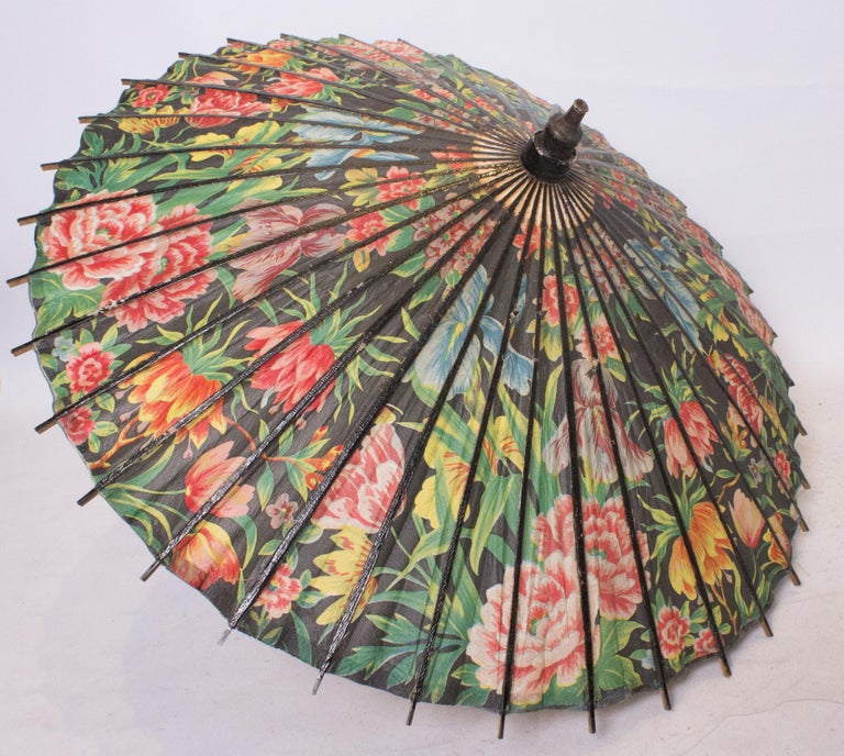 Vintage Floral Parasol at 1stDibs