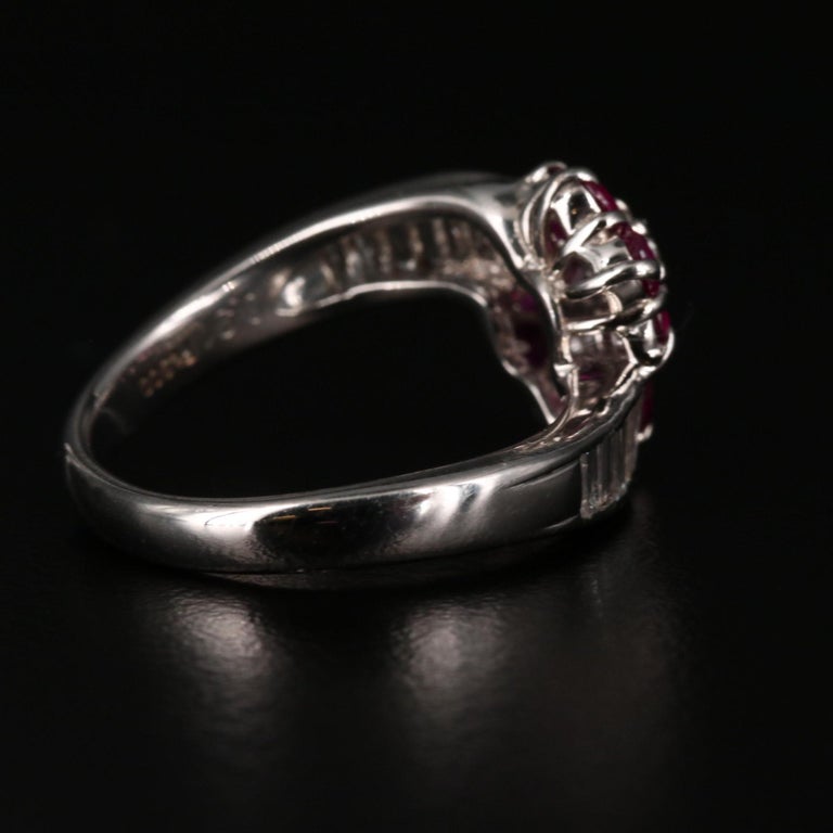 Customizable Vintage Floral Ruby White Gold Wedding Band Antique Ruby ...
