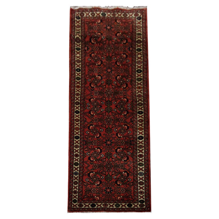 Vintage Floral Runner Rug, Oriental Long Red Traditional Wool Carpet ...