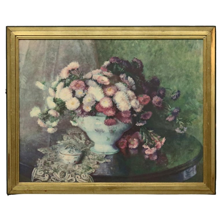 Vintage Floral Still Life Print 20th C For Sale at 1stDibs