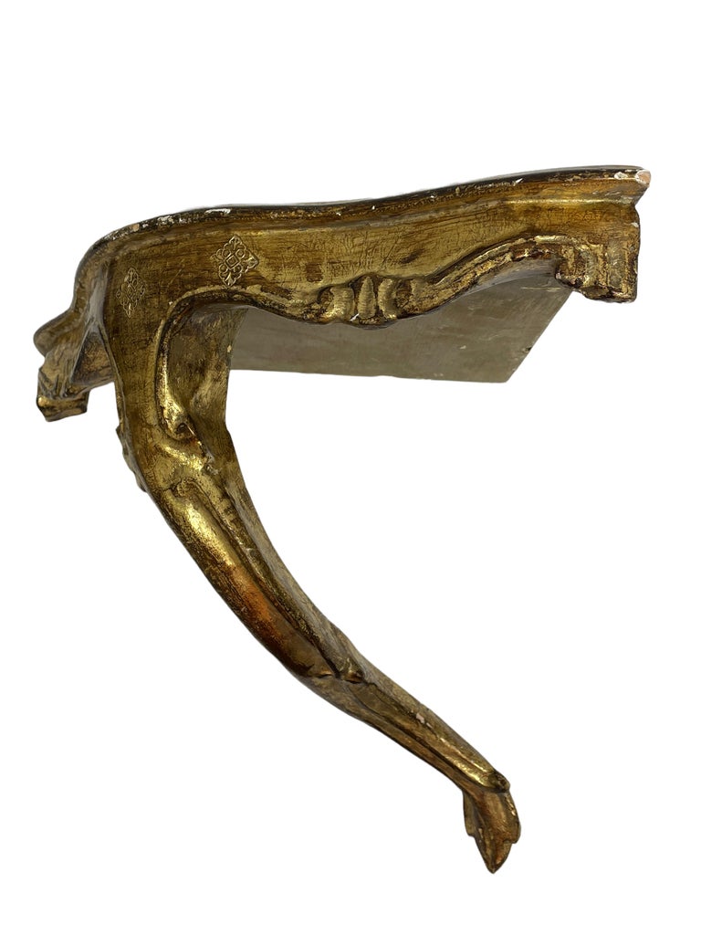 Vintage Florence Wall Corner Shelf Console, Gilded Carved Wood ...