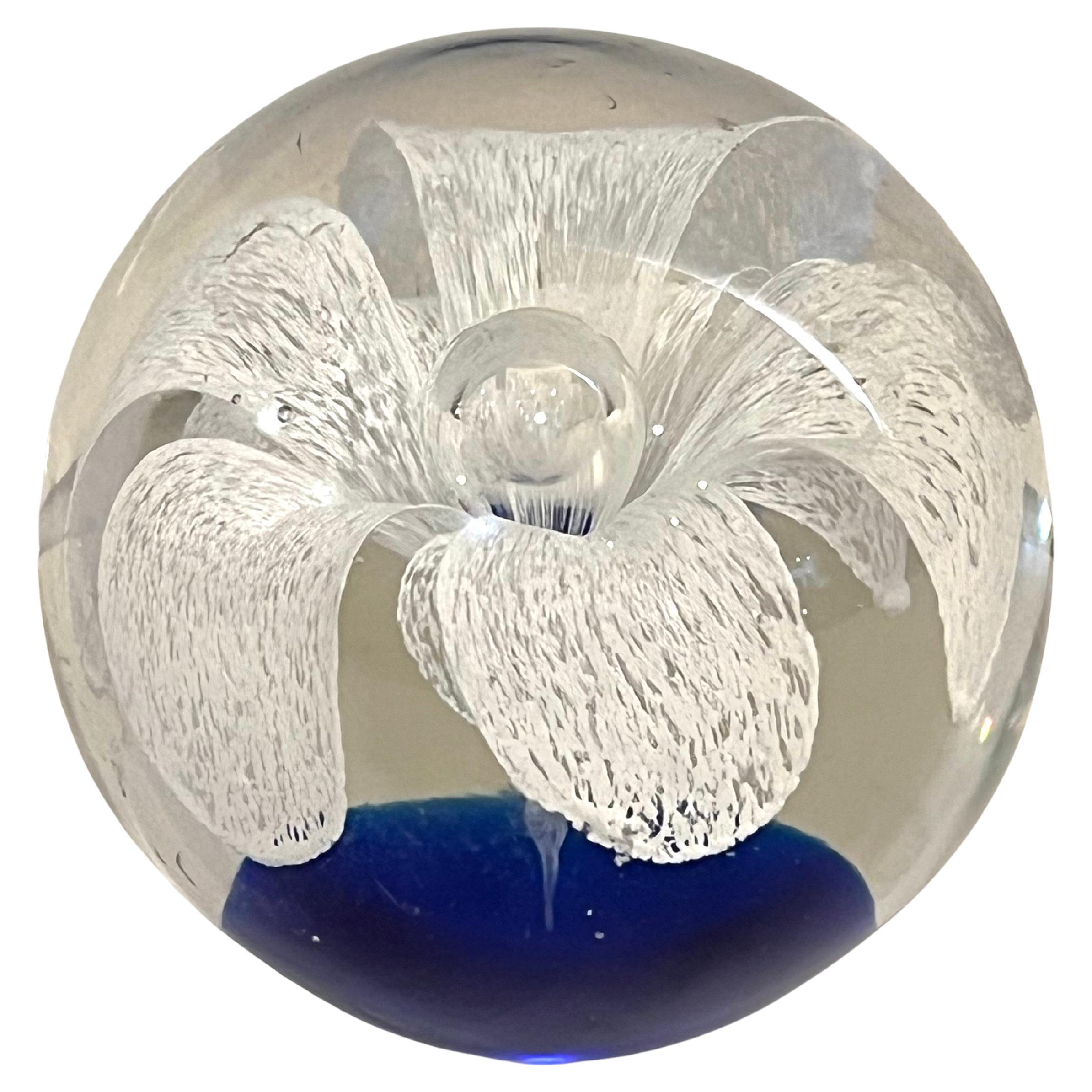 Daum French Glass Floral Paperweight For Sale at 1stDibs