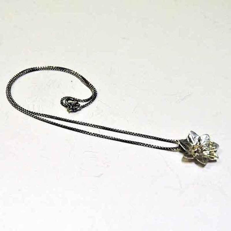 Vintage Flower Silver Necklace by Bronsil AB, 1970s, Sweden For Sale at ...