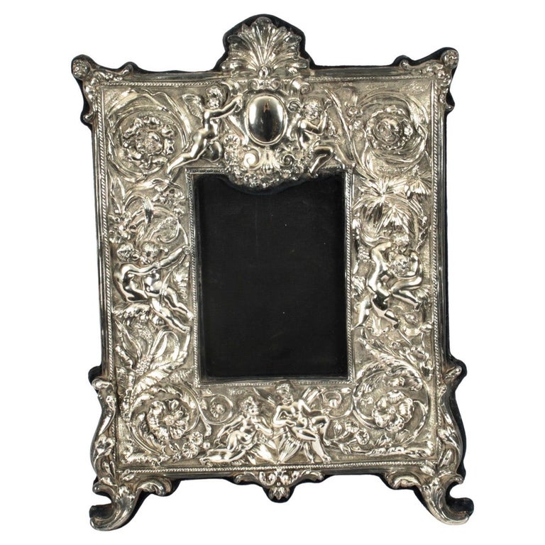 Vintage Flowers and Cherubs Sterling Silver Photo Frame 20th C at 1stDibs