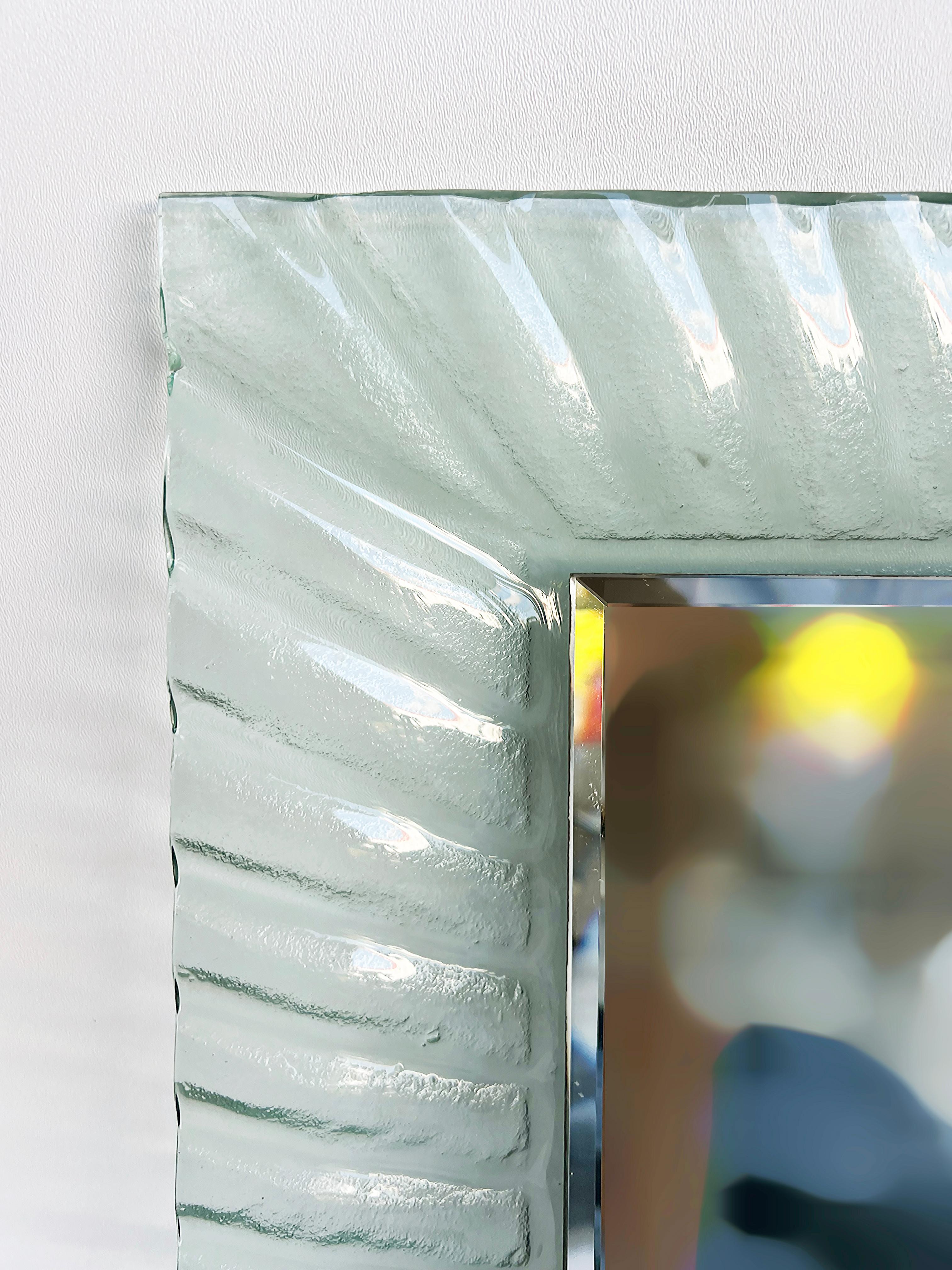 Vintage Fluted Murano Glass Wall Mirror with Beveled Mirror, 1980s For ...
