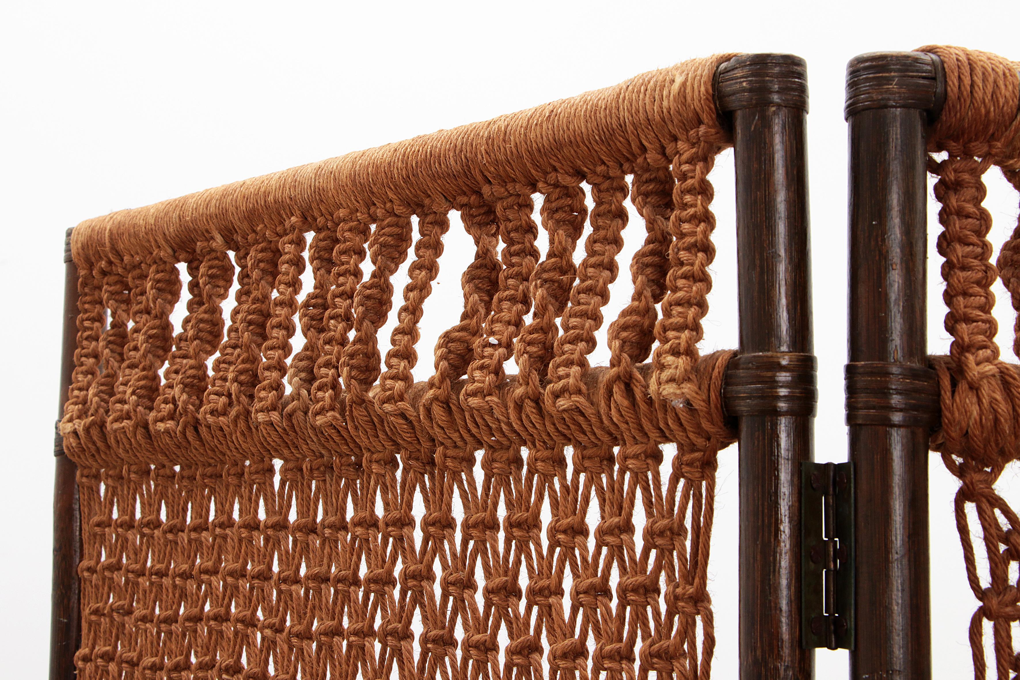 Vintage Folding Screen Made of Macramé, 1970 at 1stDibs