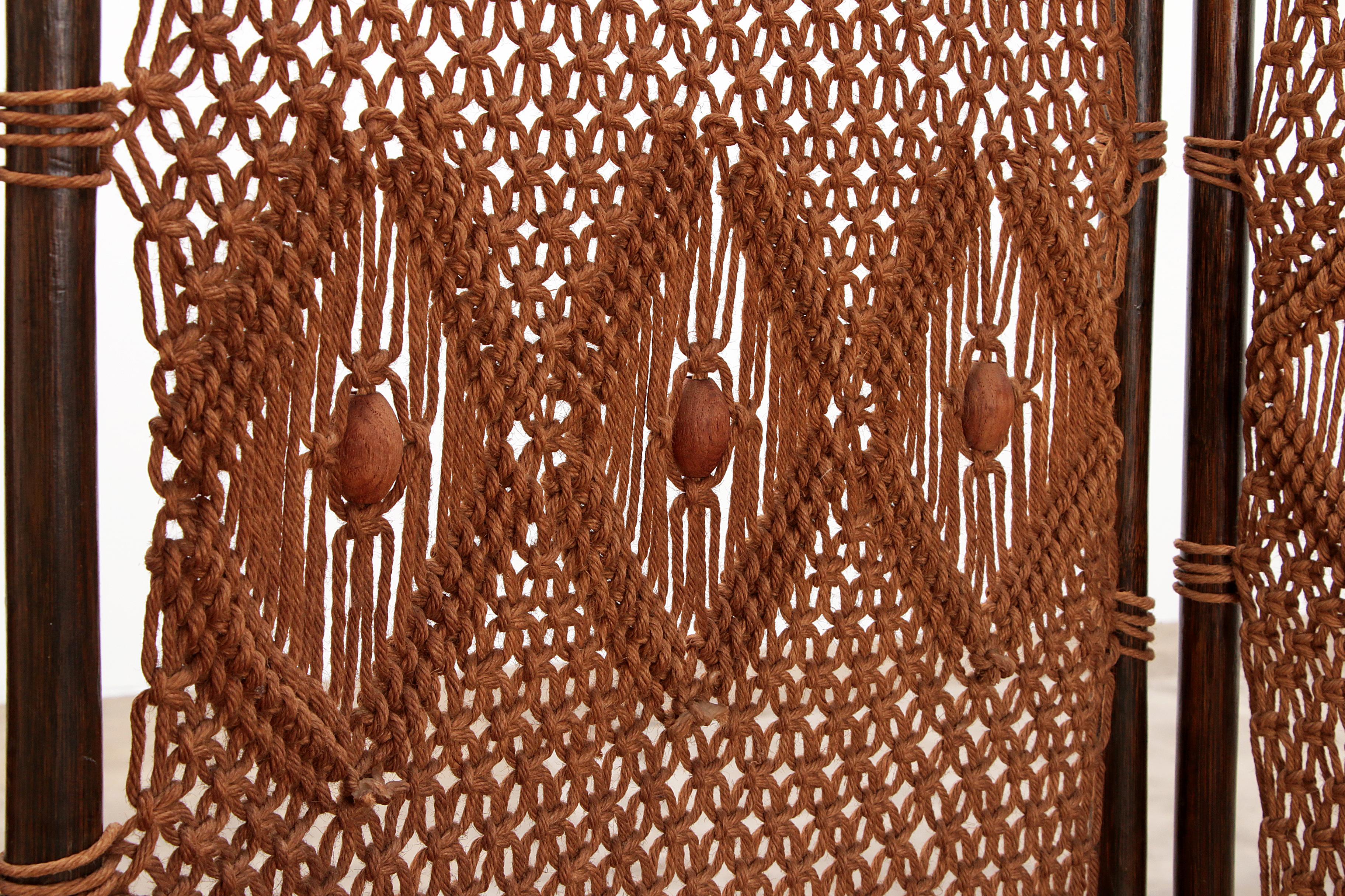 Vintage Folding Screen Made of Macramé, 1970 at 1stDibs
