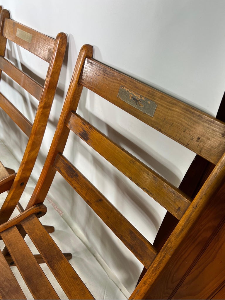 Vintage Folding Slatted Chairs, a Set of 7 For Sale at 1stDibs