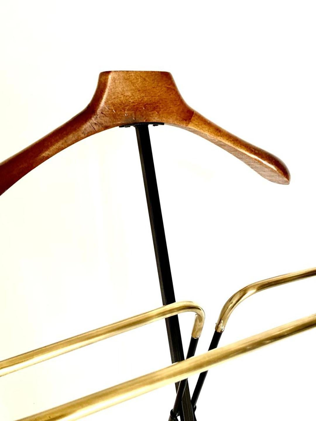 Vintage folding valet stand in wood, iron and brass, Reguitti, Italy ...