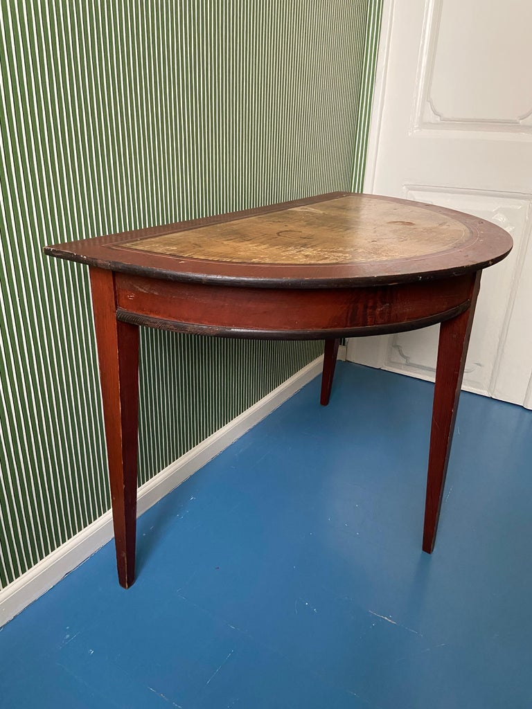 Vintage Folk Art Demi Lune Table in Painted Wood, Sweden Mid 19th ...