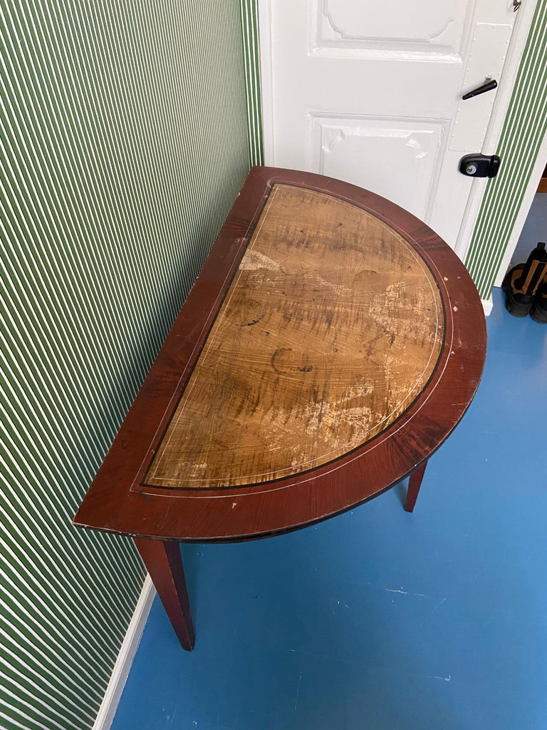 Vintage Folk Art Demi Lune Table in Painted Wood, Sweden Mid 19th ...