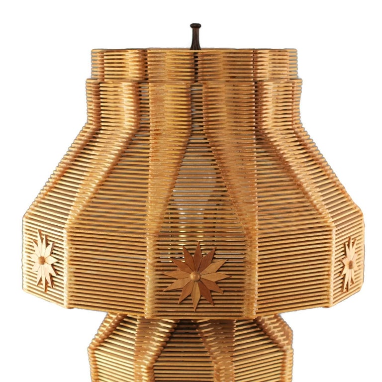 Vintage Folk Art Popsicle Stick Table Lamp with Matched Shade at ...