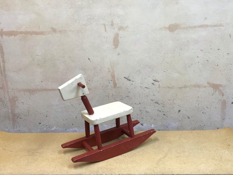 Vintage Sculpture Folk Art Childs' Red Rocking Horse USA For Sale at ...