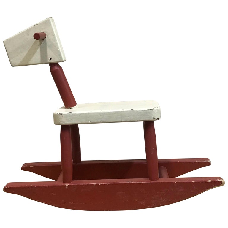 Vintage Sculpture Folk Art Childs' Red Rocking Horse USA For Sale at ...