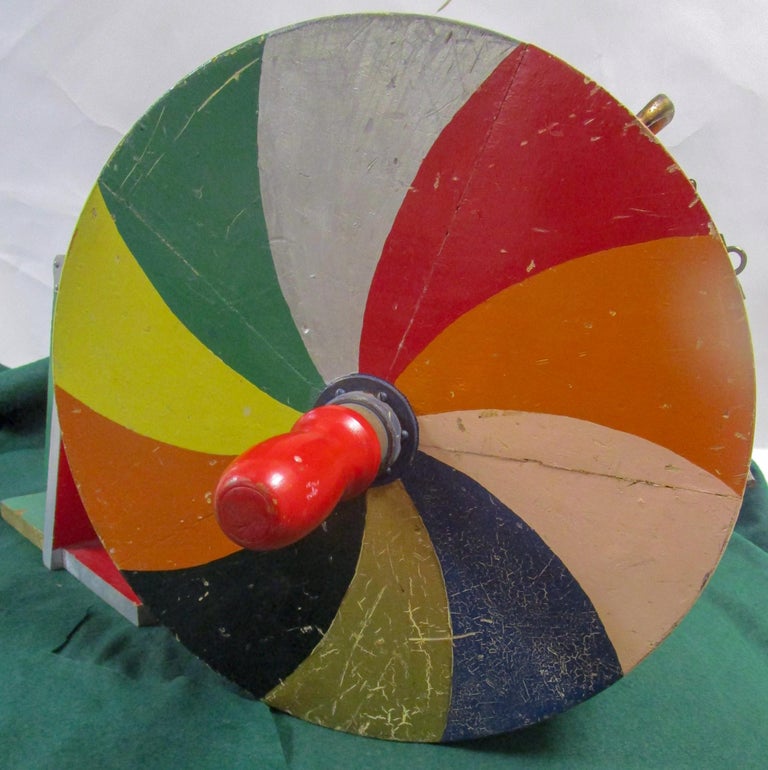 Vintage Folk Art Wooden Raffle Drum Lottery Ticket Spinner with Orginal ...