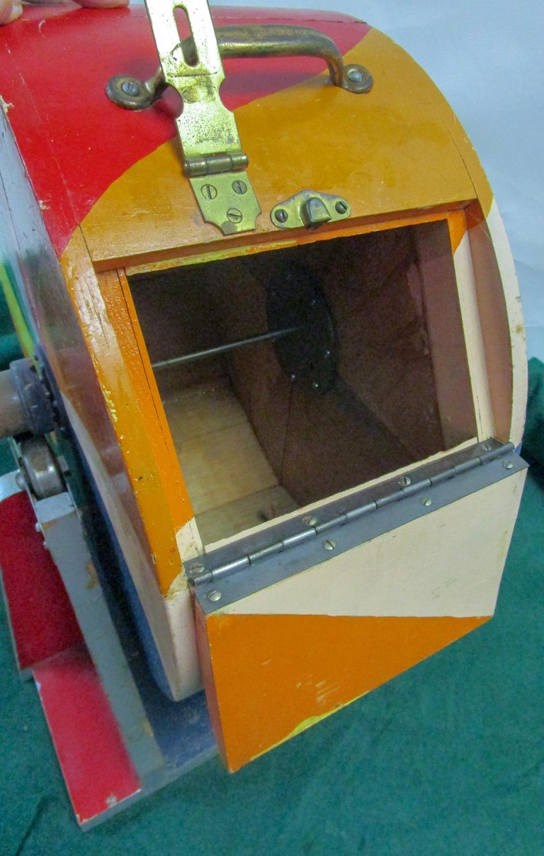 Vintage Folk Art Wooden Raffle Drum Lottery Ticket Spinner with Orginal ...