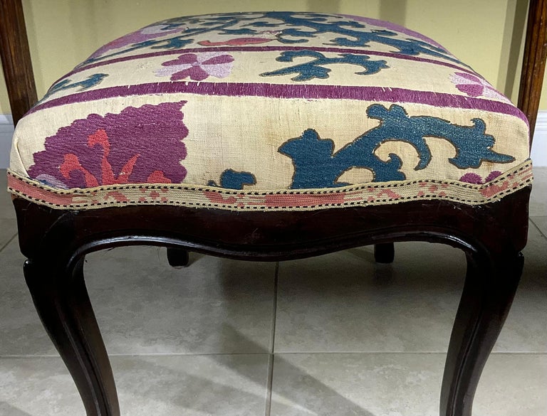 Vintage Foot Stool Upholstered with Antique Suzani Textile For Sale at ...