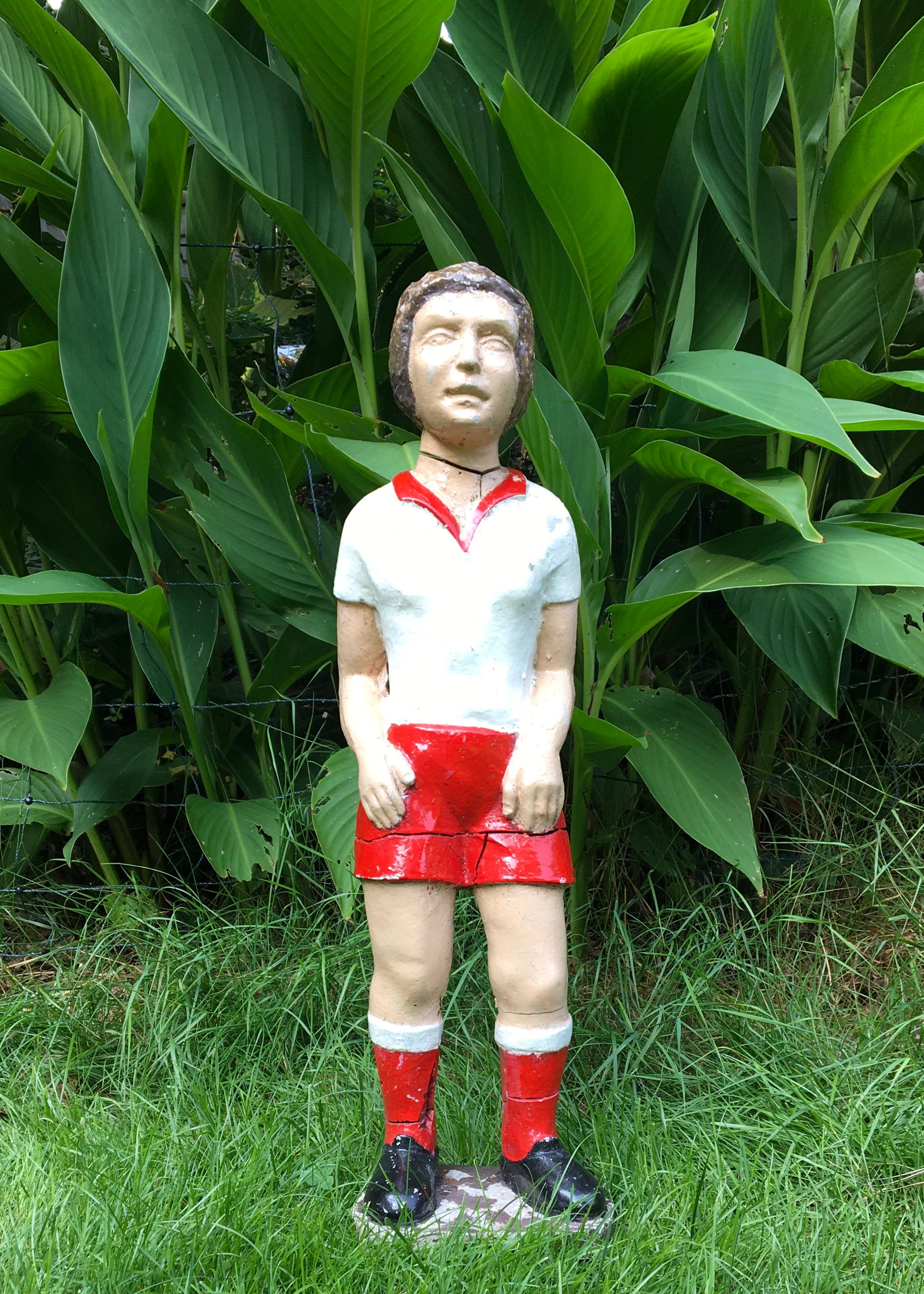 Vintage Football Player Sculpture, Red and white Soccer Outfit For Sale ...