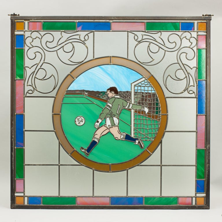Vintage Football Stained Glass Window 1993 from the Mansfield Bar at ...