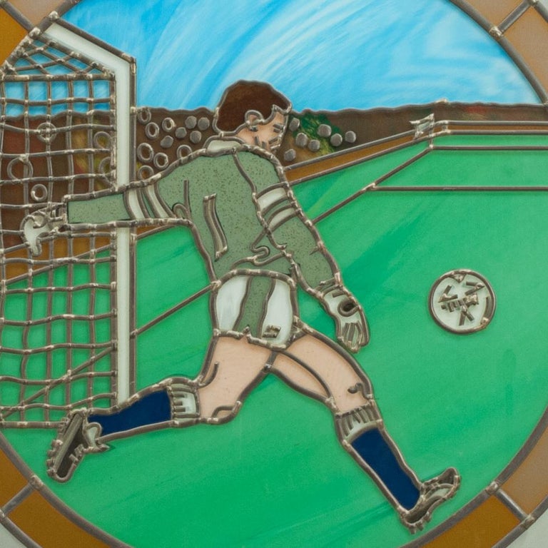 Vintage Football Stained Glass Window 1993 from the Mansfield Bar at ...