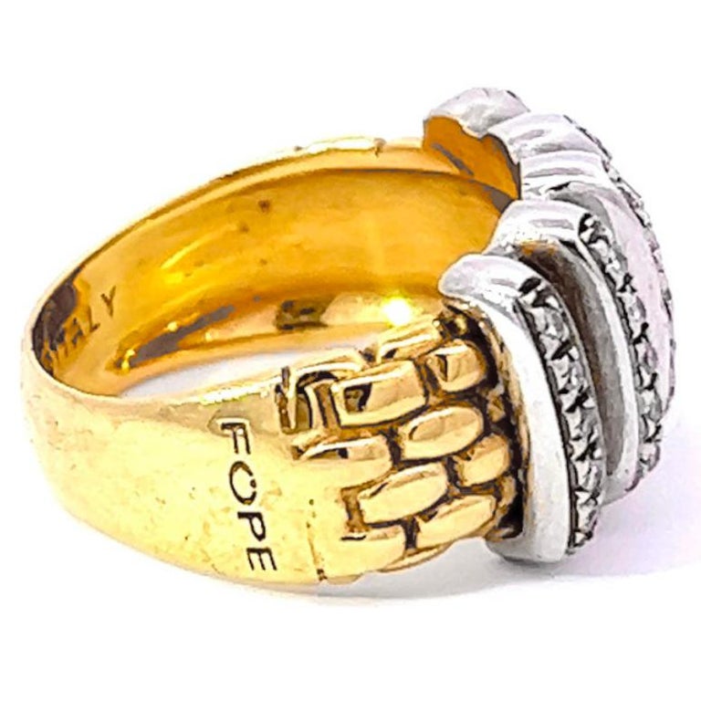 Vintage Fope Italy Diamond 18 Karat Gold Panorama Ring For Sale at 1stDibs