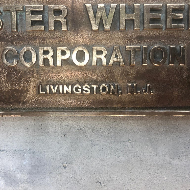 Vintage Foster Wheeler Corporation Heavy Brass Steam Generator Plaque ...