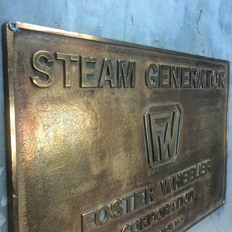 Vintage Foster Wheeler Corporation Heavy Brass Steam Generator Plaque ...