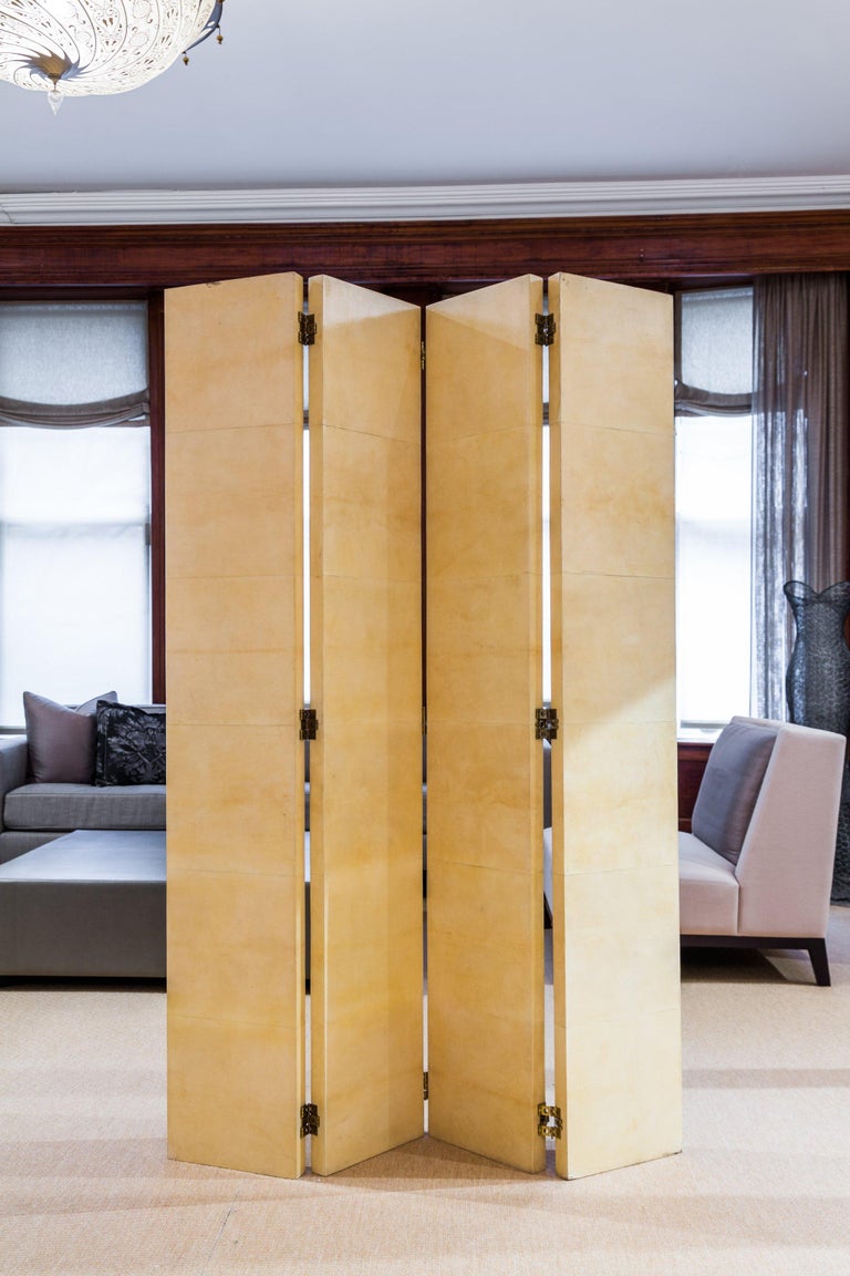 Vintage Four Panel Parchment Screens by R&Y Augousti at 1stDibs