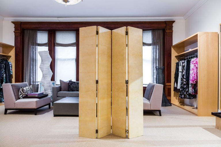 Vintage Four Panel Parchment Screens by R&Y Augousti at 1stDibs