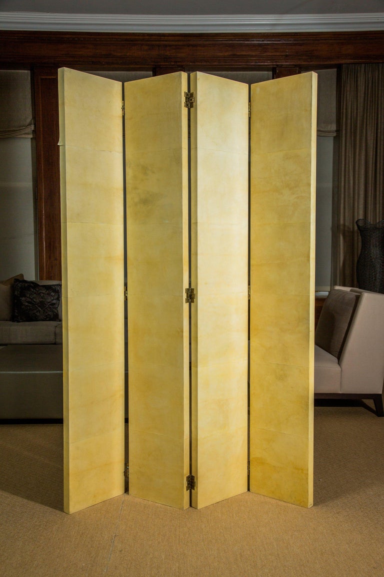 Vintage Four Panel Parchment Screens by R&Y Augousti at 1stDibs