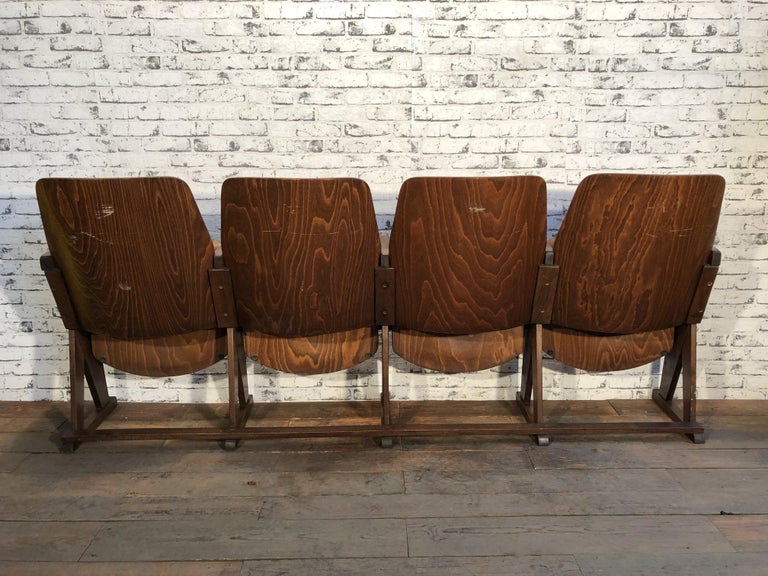 Vintage Four-Seat Cinema Bench from Ton, 1960s For Sale at 1stdibs
