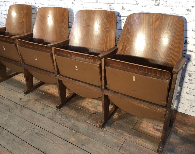 Vintage Four-Seat Cinema Bench from Ton, 1960s For Sale at 1stdibs