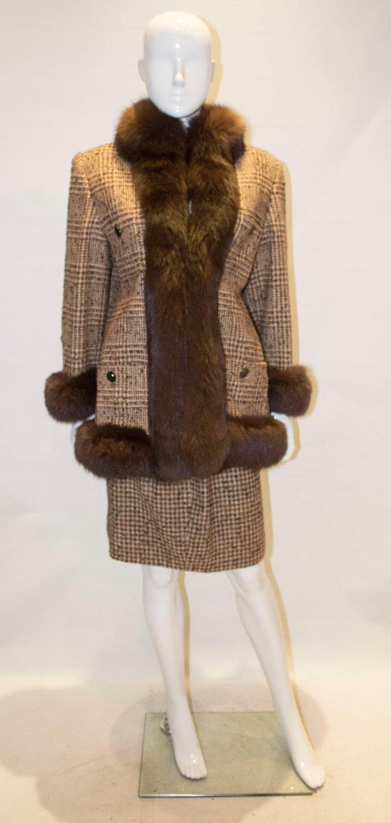 Vintage Fox Fur Trimmed Skirt Suit at 1stDibs | vintage fur suits, fox ...