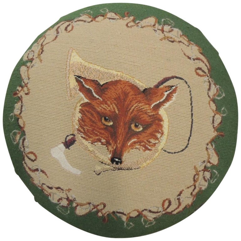 Vintage Fox Hunting Scene Tapestry Footstool at 1stDibs