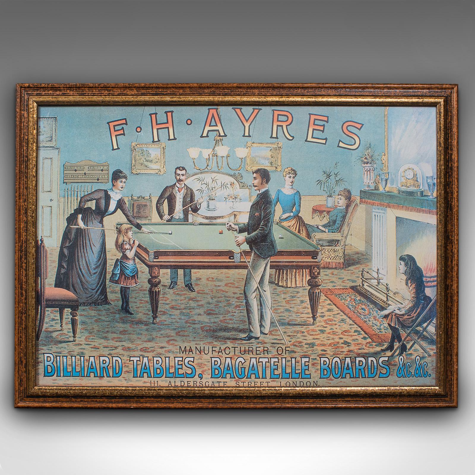 Vintage Framed Advertisement, English, Billiards, Snooker Interest ...