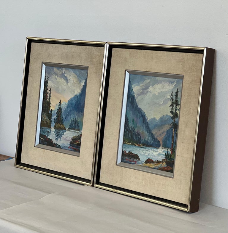 Vintage Framed Art Set of 2 For Sale at 1stDibs