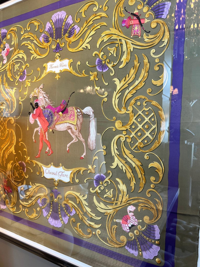 Vintage Framed Hermes Silk Scarves For Sale at 1stDibs