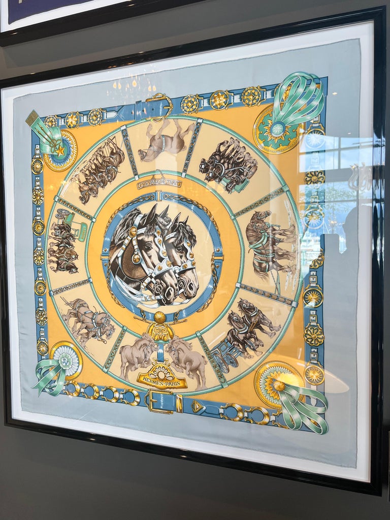 Vintage Framed Hermes Silk Scarves For Sale at 1stDibs