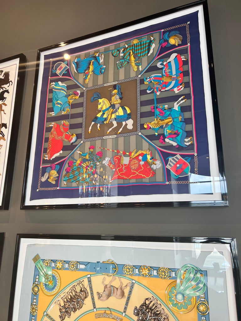Vintage Framed Hermes Silk Scarves For Sale at 1stDibs