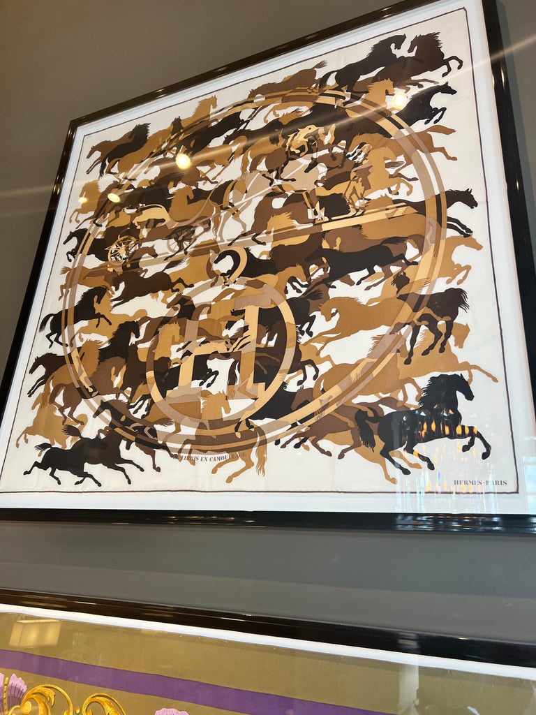 Vintage Framed Hermes Silk Scarves For Sale at 1stDibs