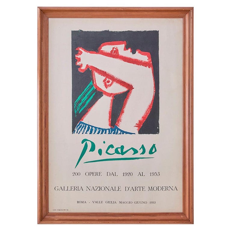 Vintage Framed Pablo Picasso Exhibition Poster from Gallery in Rome ...