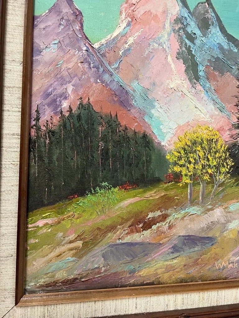 Vintage Framed Painting on Canvas Dt 1987 For Sale at 1stDibs