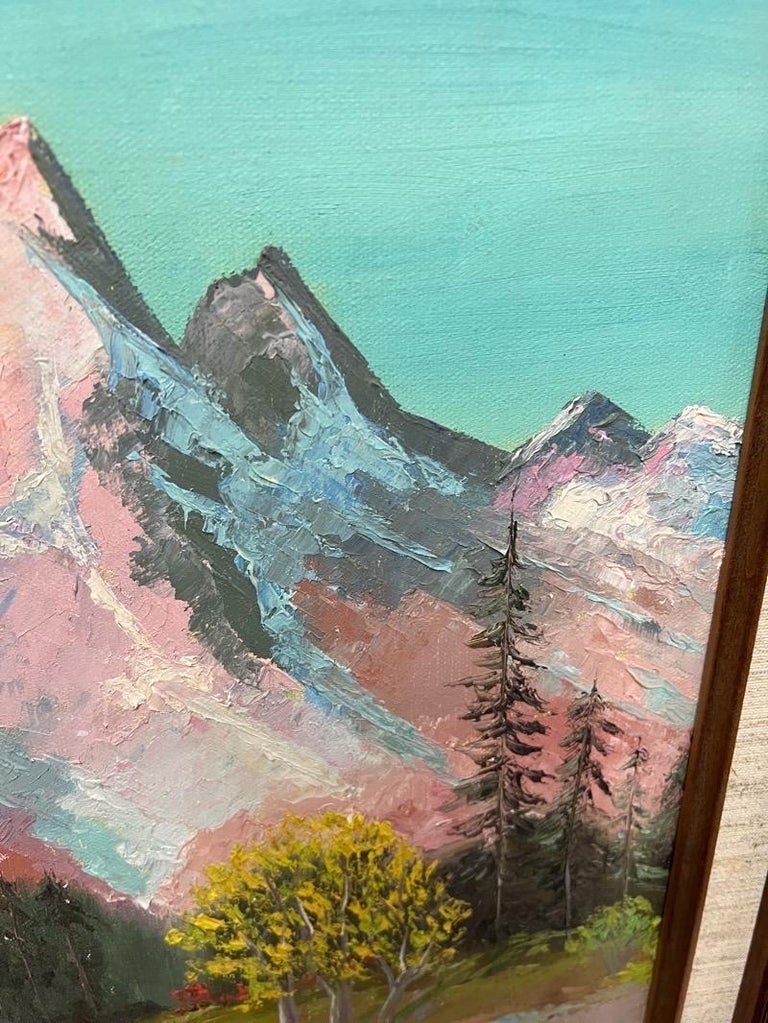 Vintage Framed Painting on Canvas Dt 1987 For Sale at 1stDibs