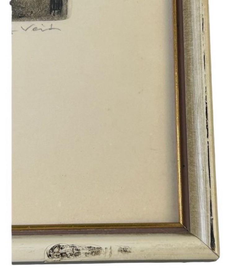 Vintage Framed Pencil Signed Lithograph Cityscape Artwork For Sale at ...