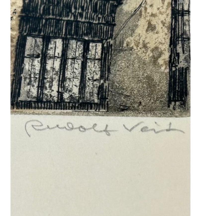 Vintage Framed Pencil Signed Lithograph Cityscape Artwork For Sale at ...