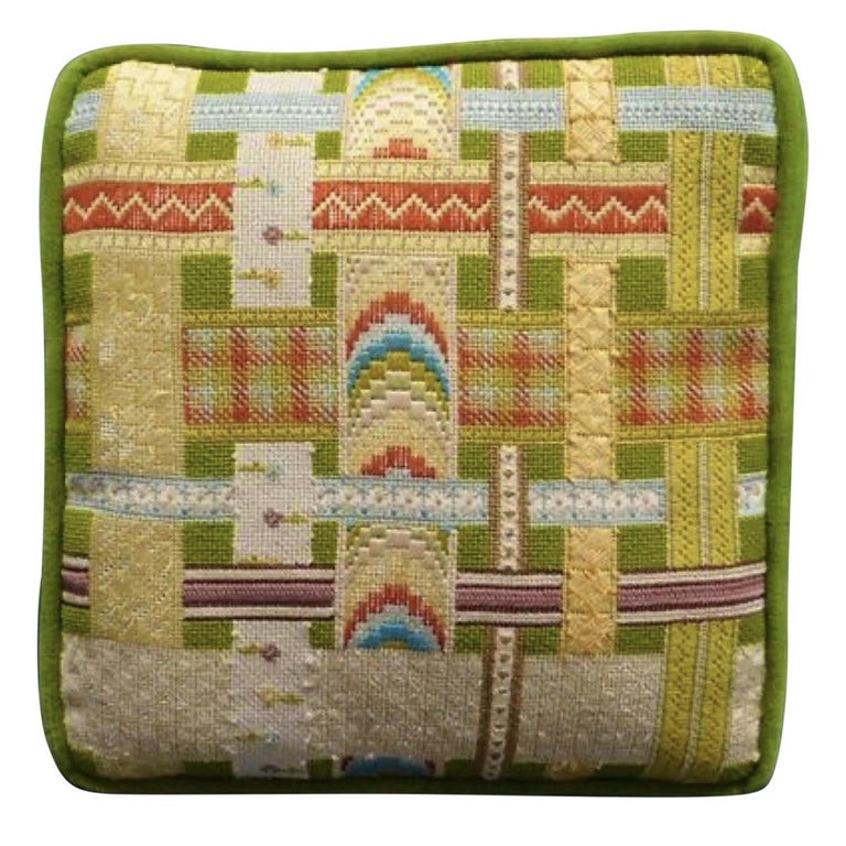 Vintage Frank Lloyd Wright Style Needlepoint Throw Pillow For Sale at 1stDibs