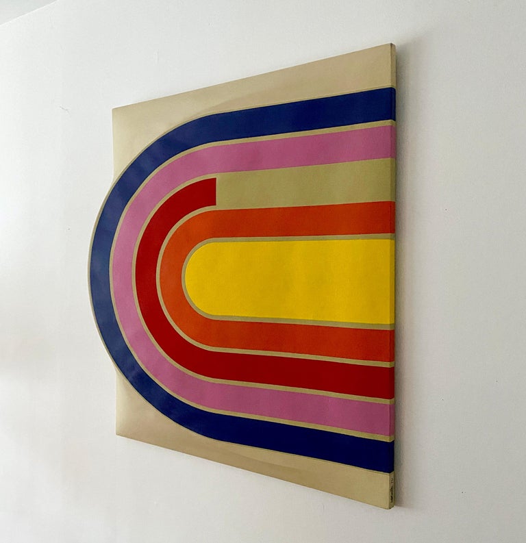 Vintage Frank Stella Style Minimalist Pop Acrylic Painting, Signed ...