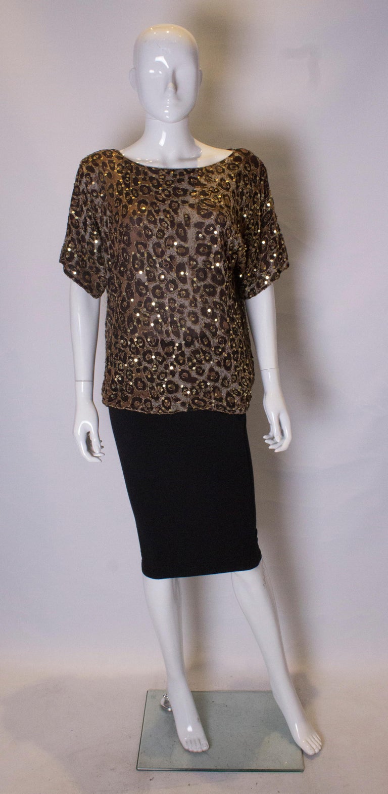 Vintage Frank Usher Sequin Animal Print Top at 1stDibs