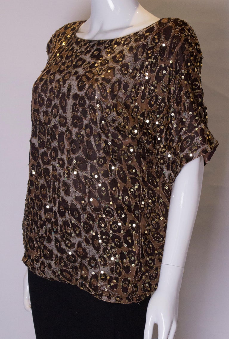 Vintage Frank Usher Sequin Animal Print Top at 1stDibs